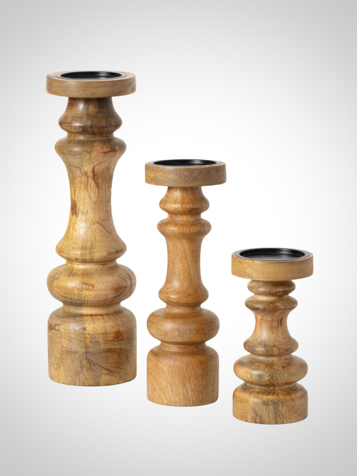 Wooden Pillar Candle Stick – Dwellings Decor